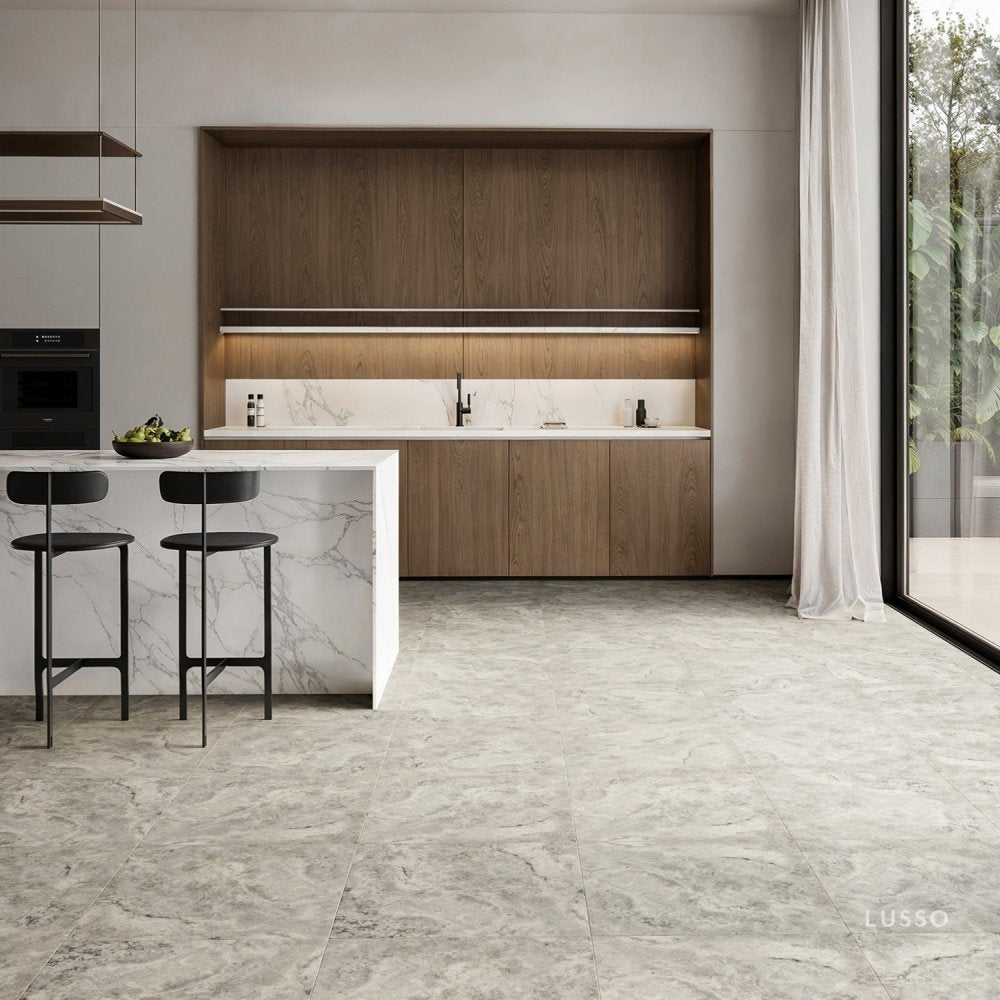 Luxury Porcelain Taupe Stone Large Format Floor Tiles - LUSSO