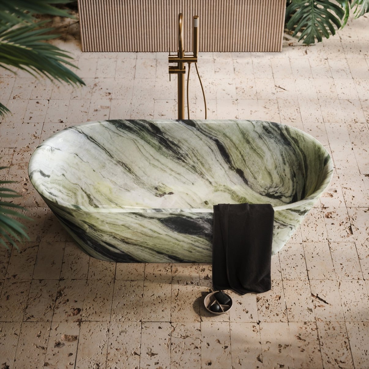 Muse Jade Green Marble Freestanding Bath 1700mm - LUSSO