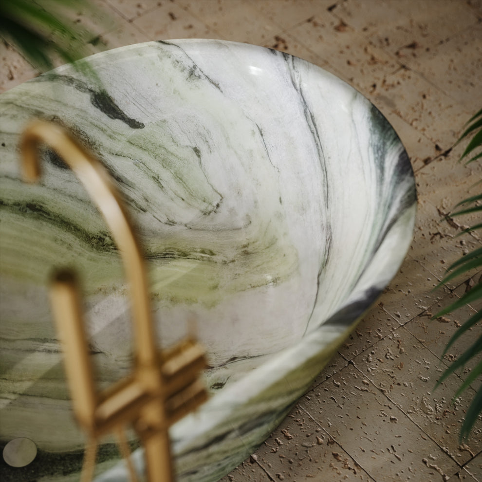 Muse Jade Green Marble Freestanding Bath 1700mm - LUSSO