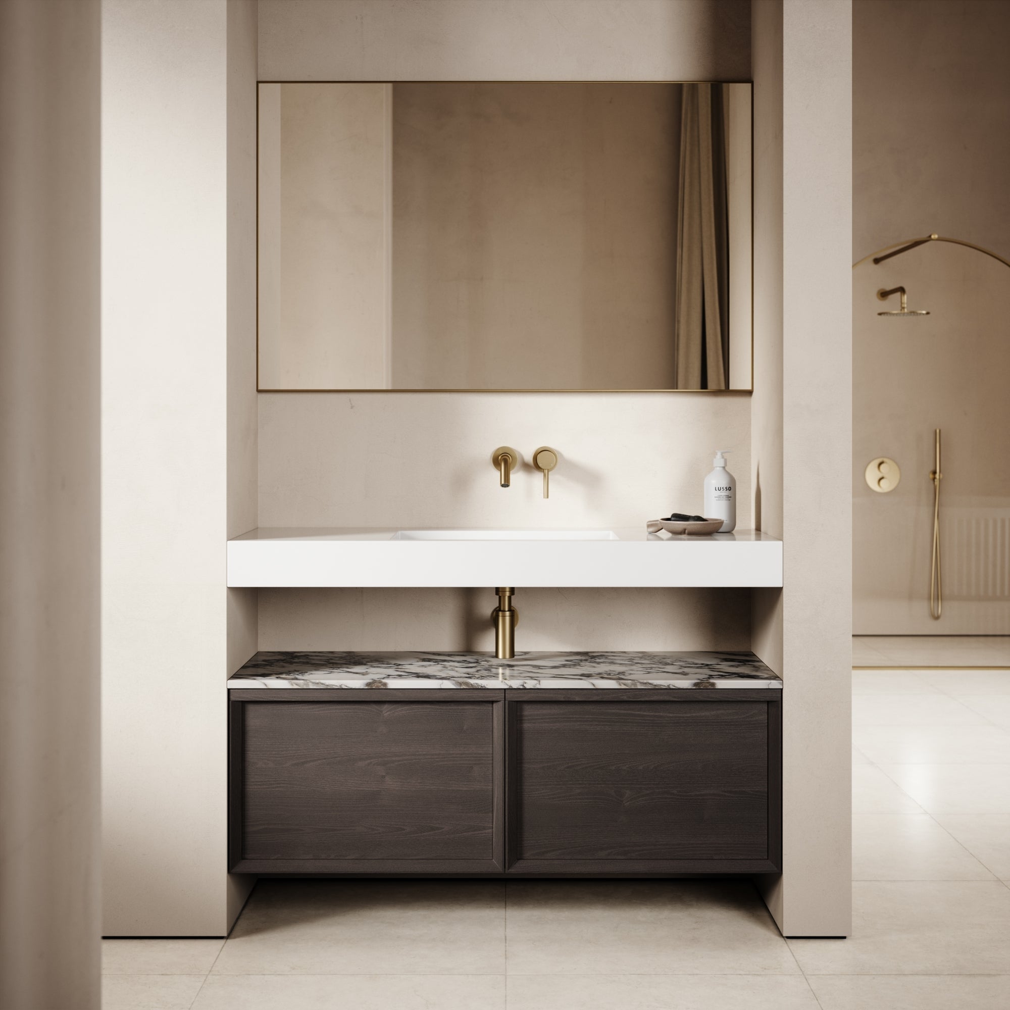 Palermo Grey Oak Wall Hung Vanity Unit 1200mm | LUSSO