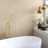 Porcini Beige Natural Stone Textured Porcelain Tile 1200 x 600 mm ...