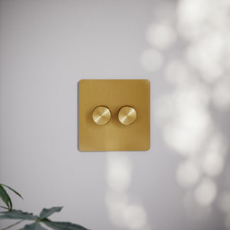 SlimTech Brushed Gold 2 Gang 2 Way Dimmer Switch - LUSSO