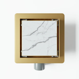 Square Brushed Gold Tileable Wet Room Waste Kit - LUSSO
