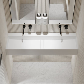 Thinn Wall Hung Double Stone Bathroom Basin 1200mm - LUSSO