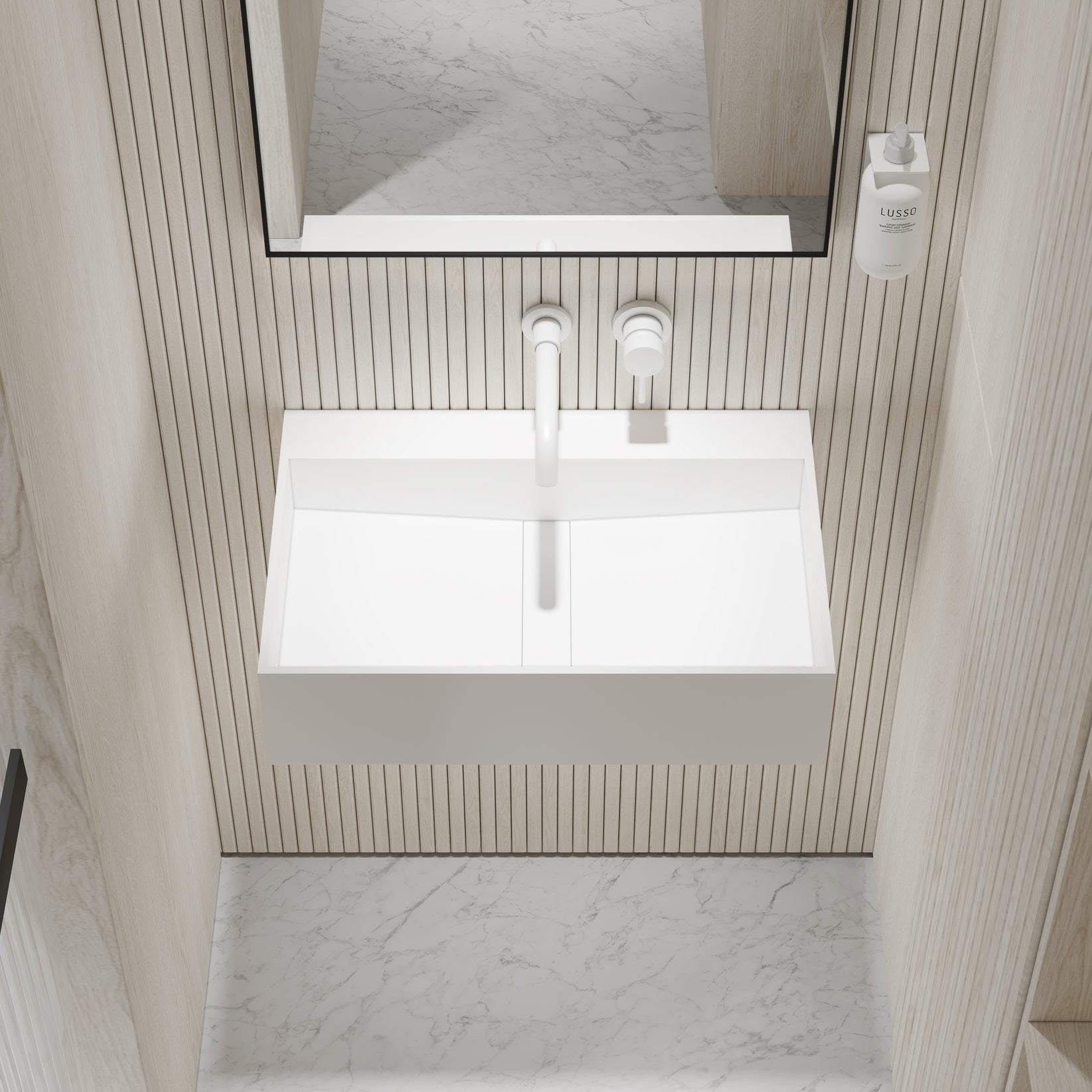 Thinn Wall Hung Stone Bathroom Basin 600 x 400mm - LUSSO