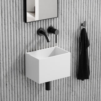 Tucci White Wall Hung Micro Bathroom Basin 300mm - LUSSO