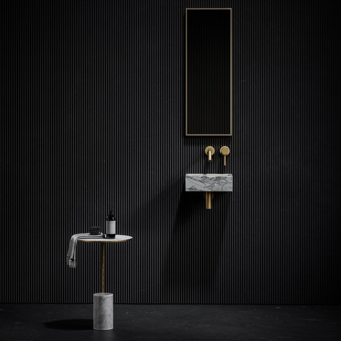 Vasel Arabescato Marble Wall Hung Basin 300mm - LUSSO