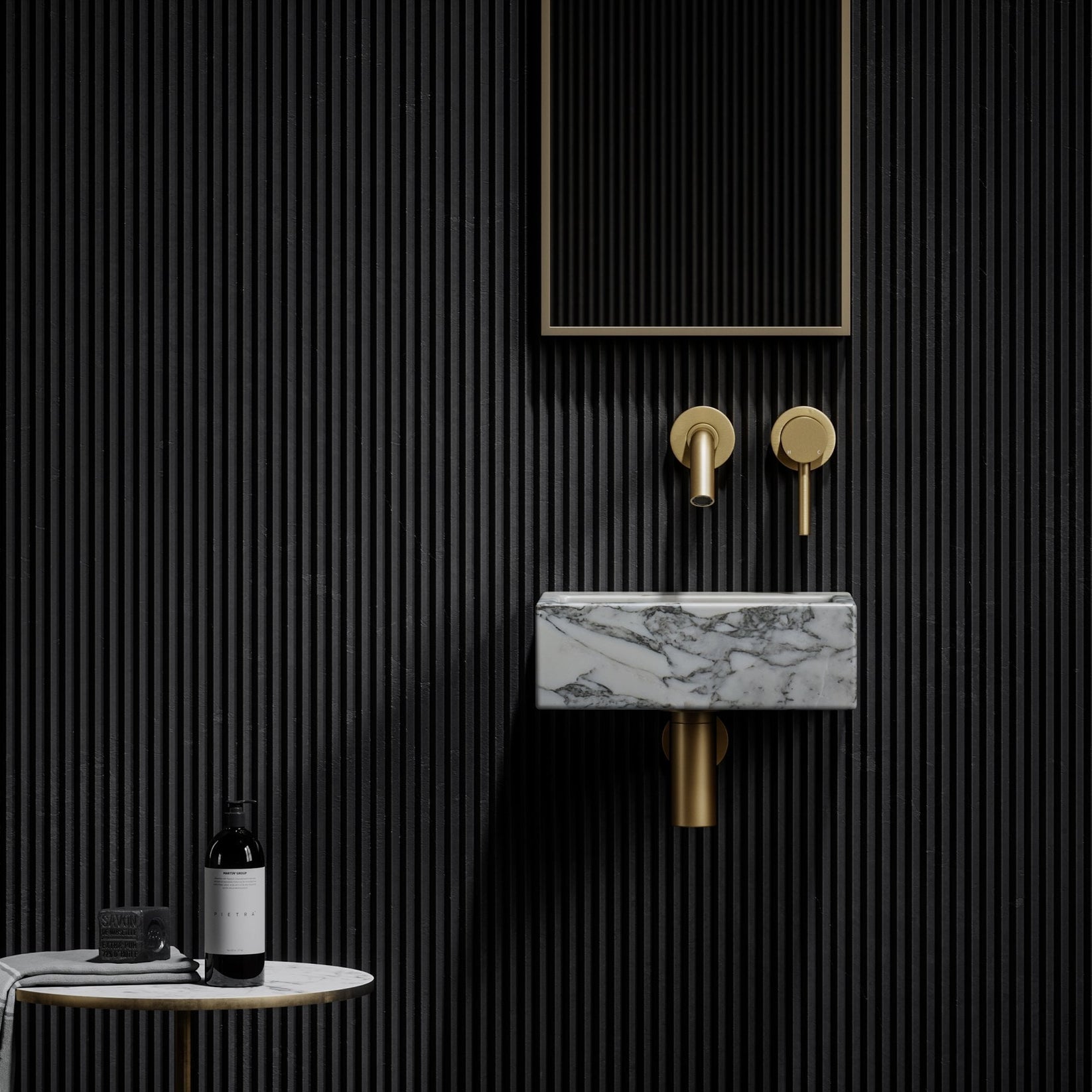Vasel Arabescato Marble Wall Hung Basin 300mm - LUSSO