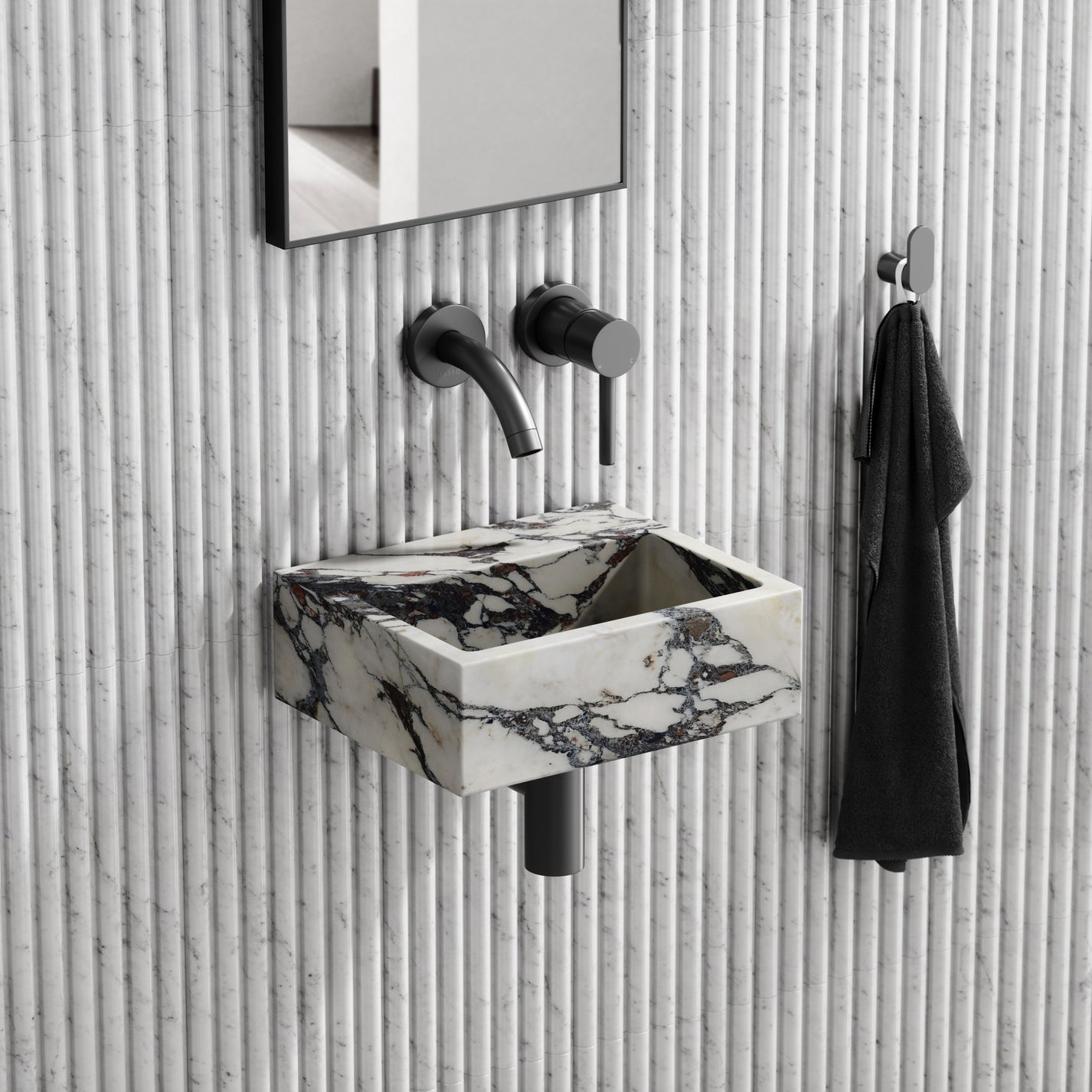 Vasel Calacatta Viola Marble Wall Hung Basin 300mm - LUSSO