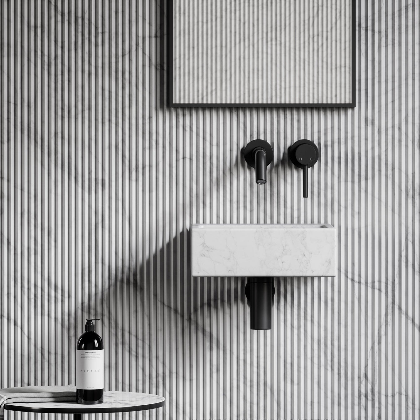 Vasel Carrara Marble Wall Hung Basin 300mm - LUSSO