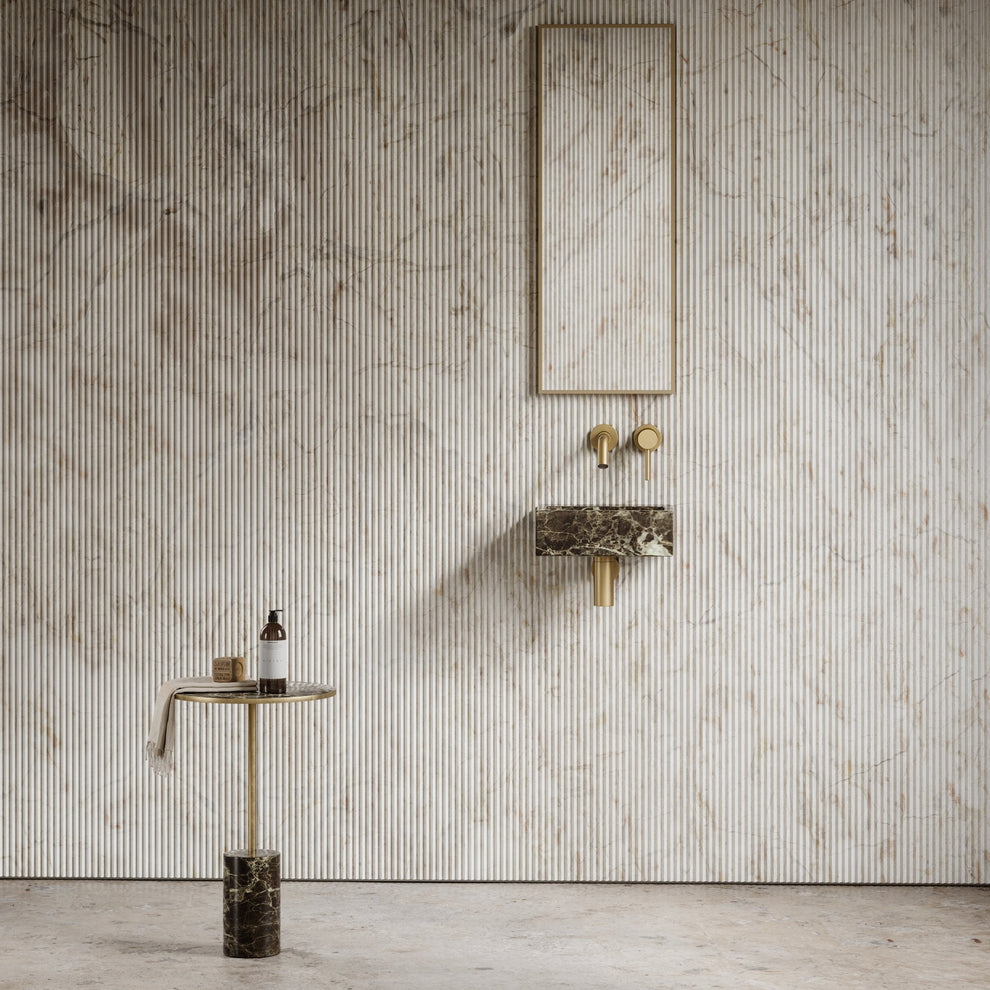 Vasel Dark Emperador Marble Wall Hung Basin 300mm - LUSSO