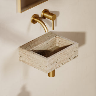 Vasel Travertine Stone Wall Hung Basin 300mm - LUSSO