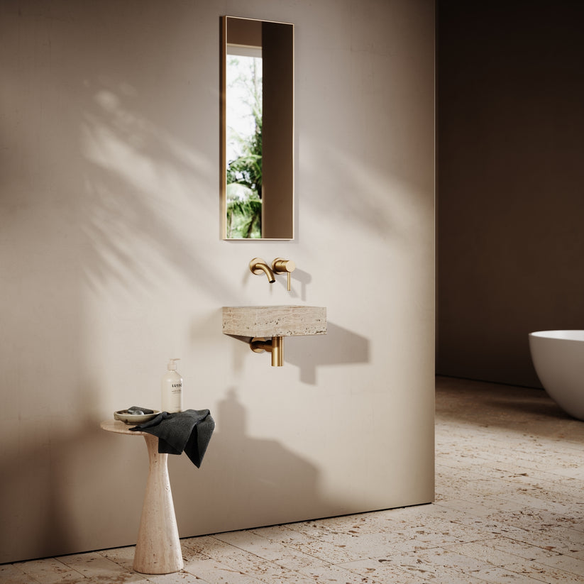 Vasel Travertine Stone Wall Hung Basin 300mm - LUSSO