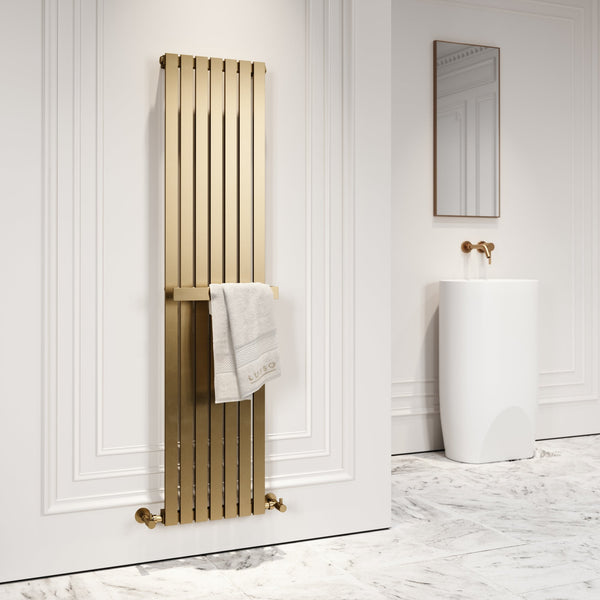 Velar Brushed Gold Designer Bathroom Radiator - LUSSO