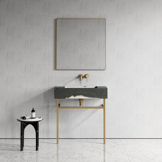 Vernante Panda Marble Brushed Gold Vanity Unit 800mm - LUSSO