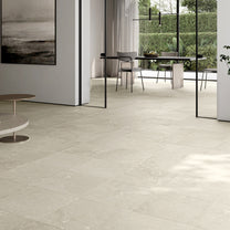 Vittorio Light Stone Limestone Porcelain Wall or Floor Tile 600 x 600mm ...