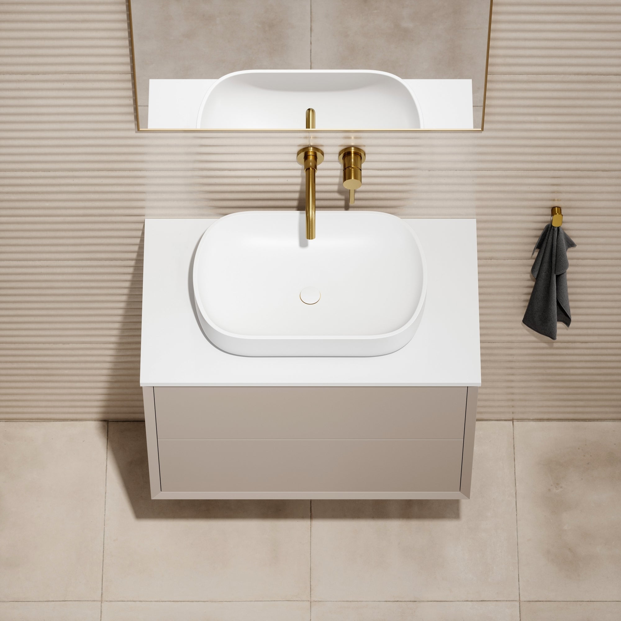 Volini Matte Cappuccino Vanity Stone Countertop 800mm - LUSSO