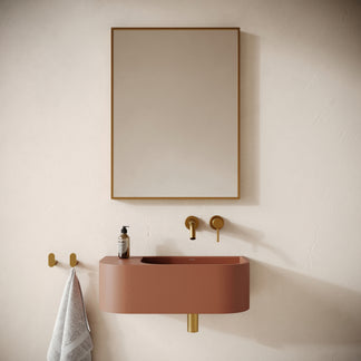 Voluto Terracotta Concrete Wall Hung Basin 650mm - LUSSO