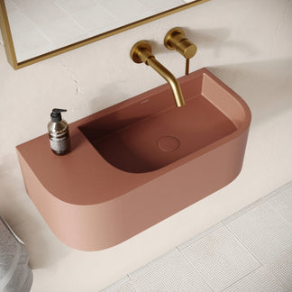 Voluto Terracotta Concrete Wall Hung Basin 650mm - LUSSO