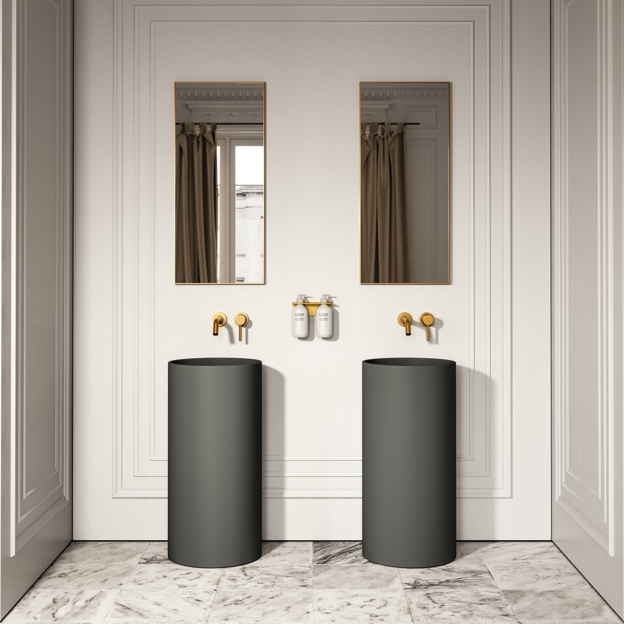 Alina Clay Cylinder Freestanding Stone Basin 400mm - LUSSO