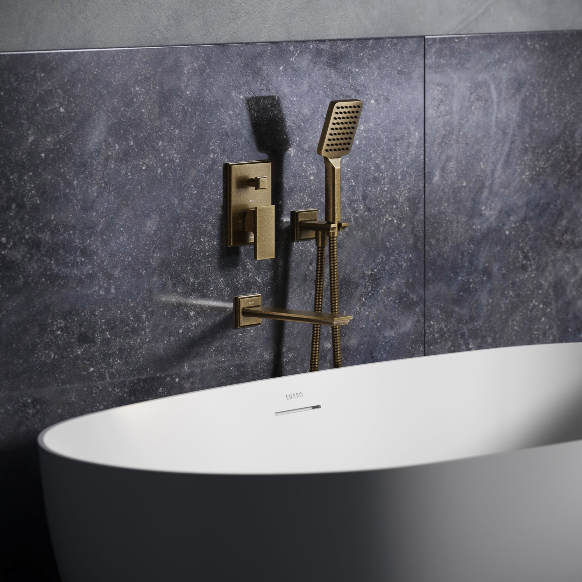 Baroque Aged Bronze Wall Mounted Bath Shower Mixer Tap - LUSSO
