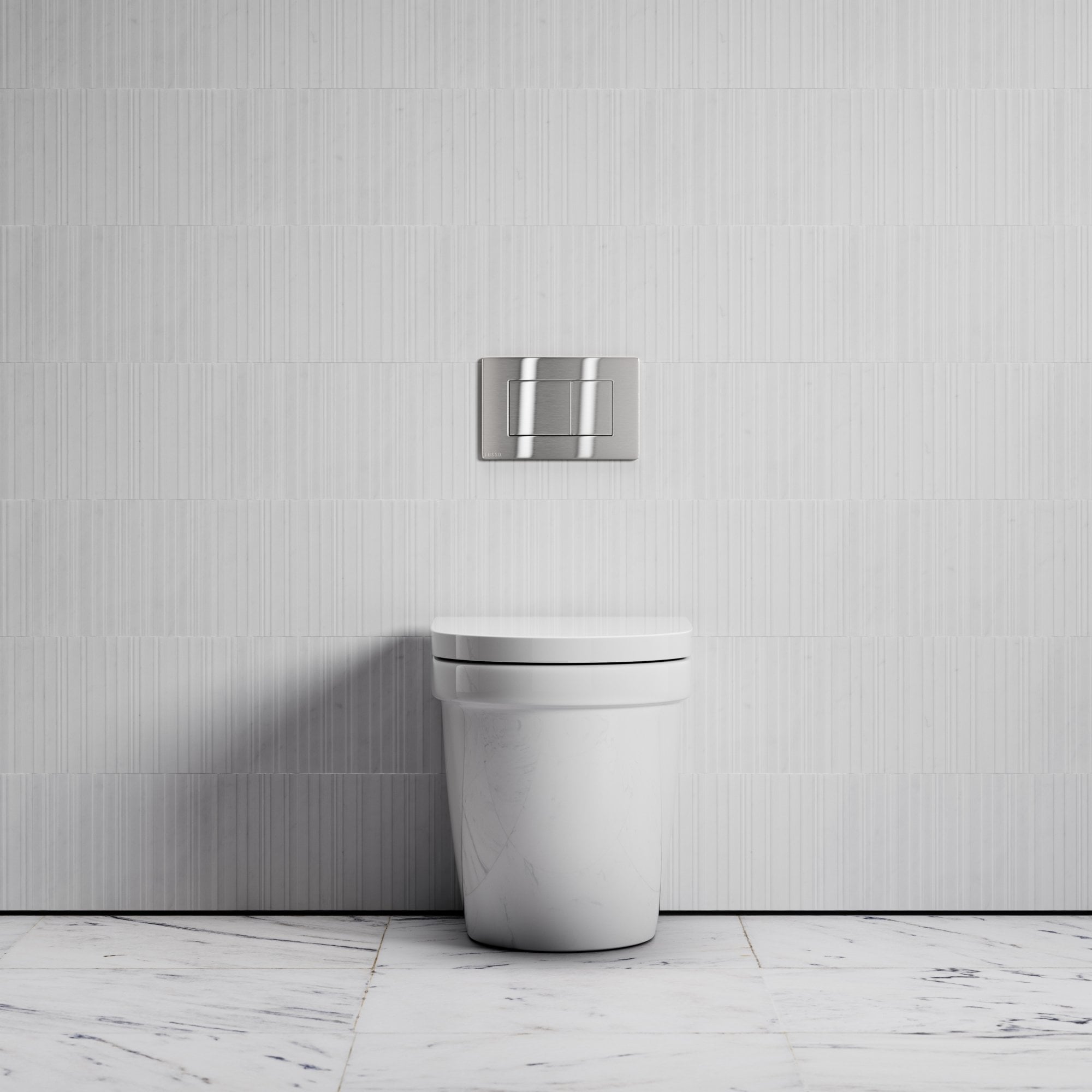 Berkeley Back to Wall Rimless Toilet| Brushed Stainless Flush Plate - LUSSO