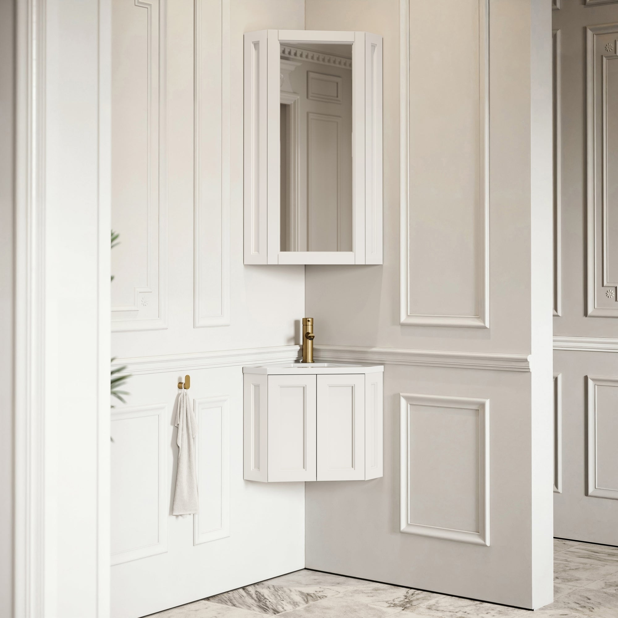 Corner Vanity Mirror VEANERWOOD Corner Vanity Desk With USB Outlets,