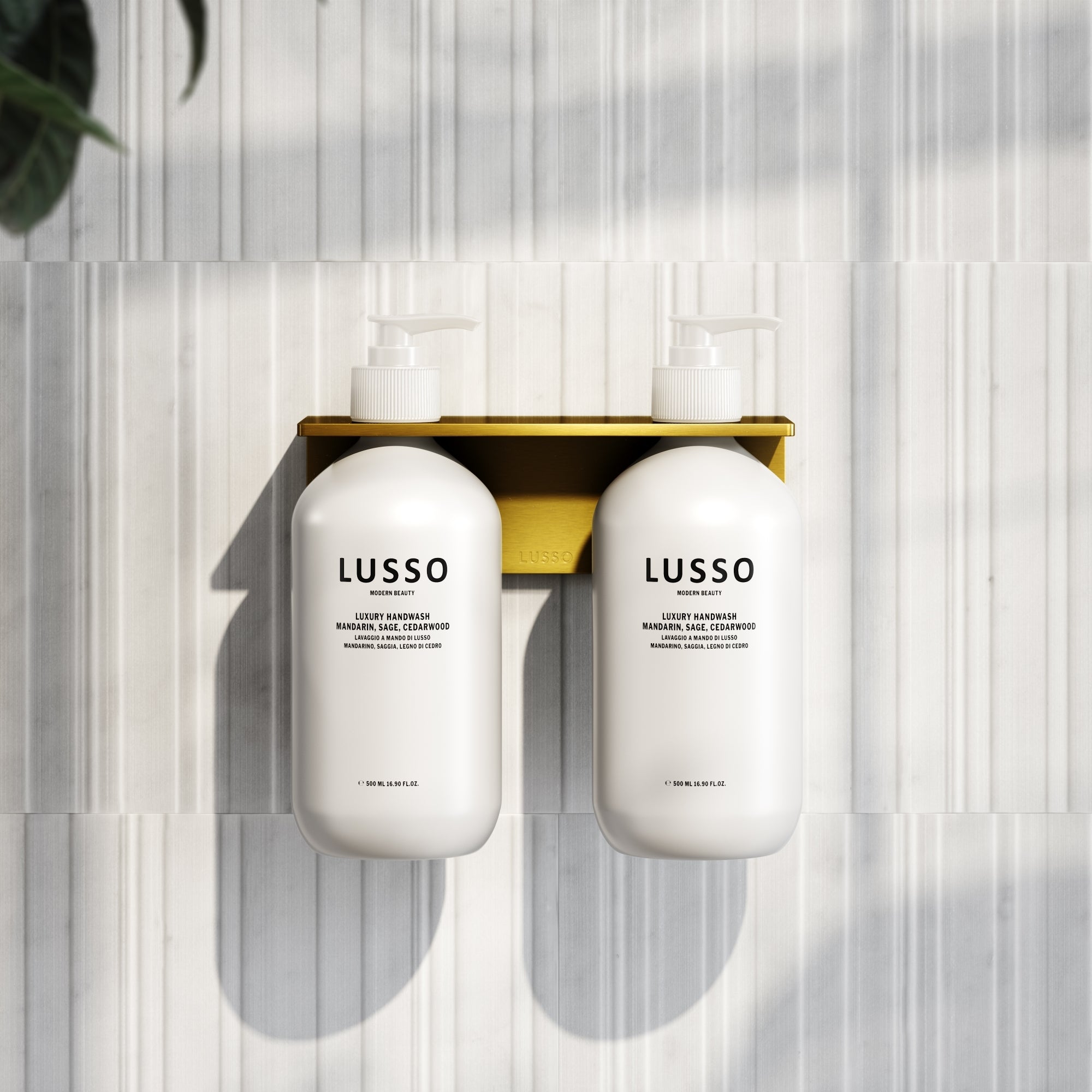 Double Soap Dispenser Wall Bracket Brushed Gold - LUSSO