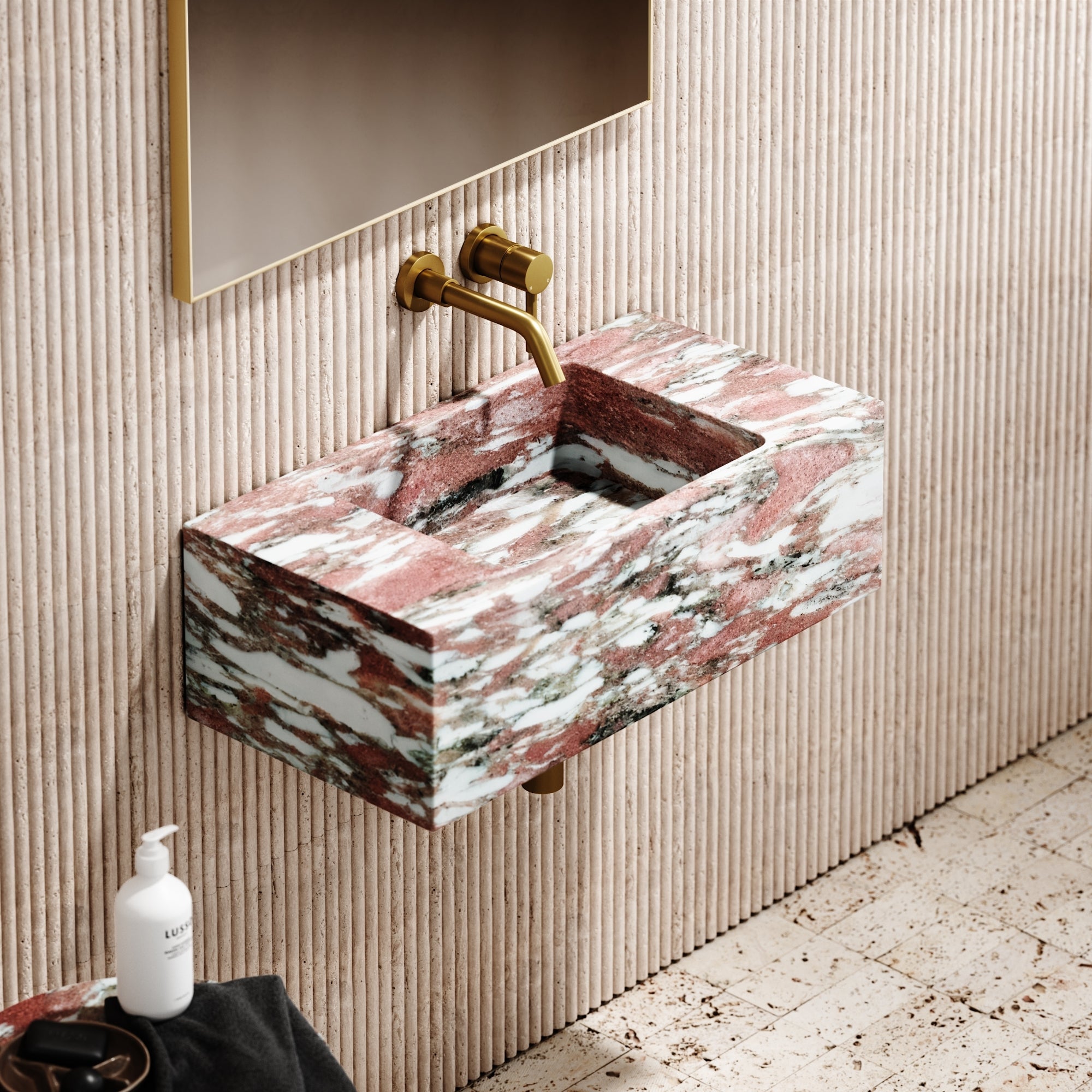 Calla Rosa Norwegian Marble Wall Hung Basin 700mm - LUSSO