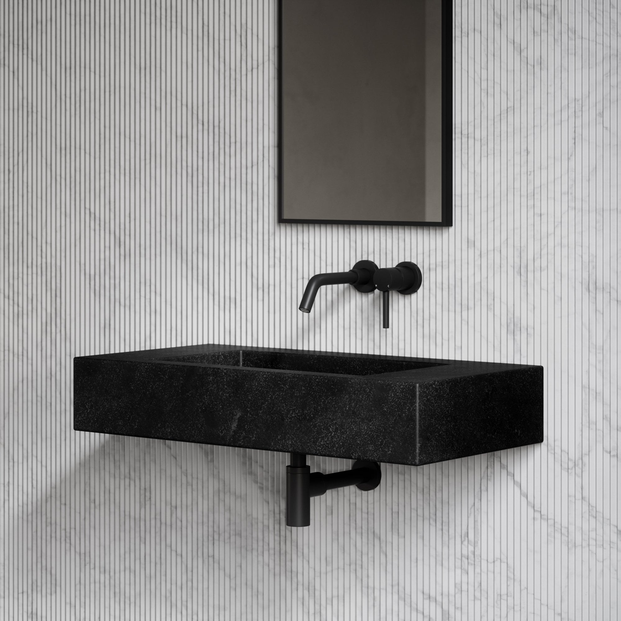 Blue Limestone Marble Capri Wall Hung Basin 800 mm - LUSSO