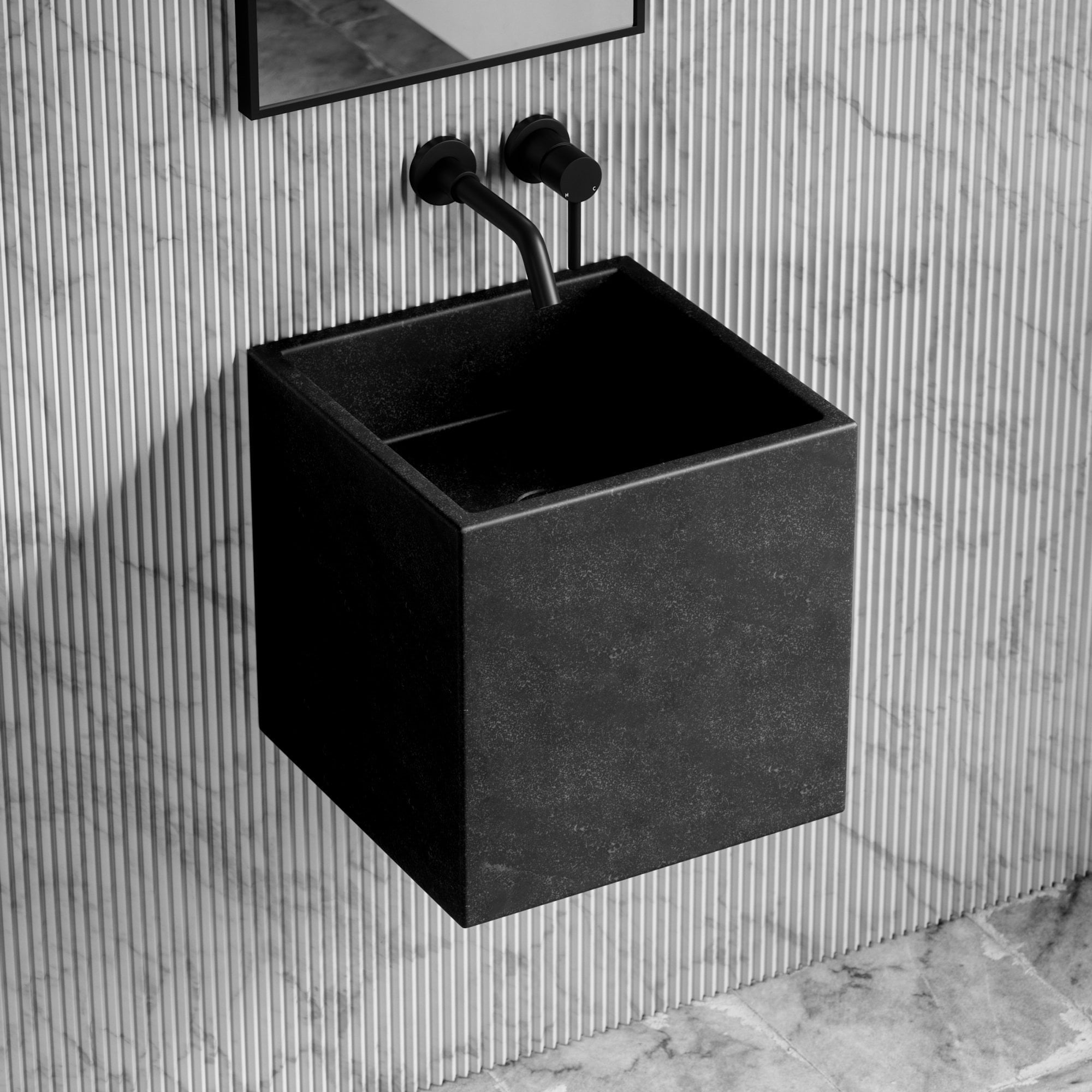 Blue Limestone Marble Cino Wall Hung Basin 400 mm - LUSSO