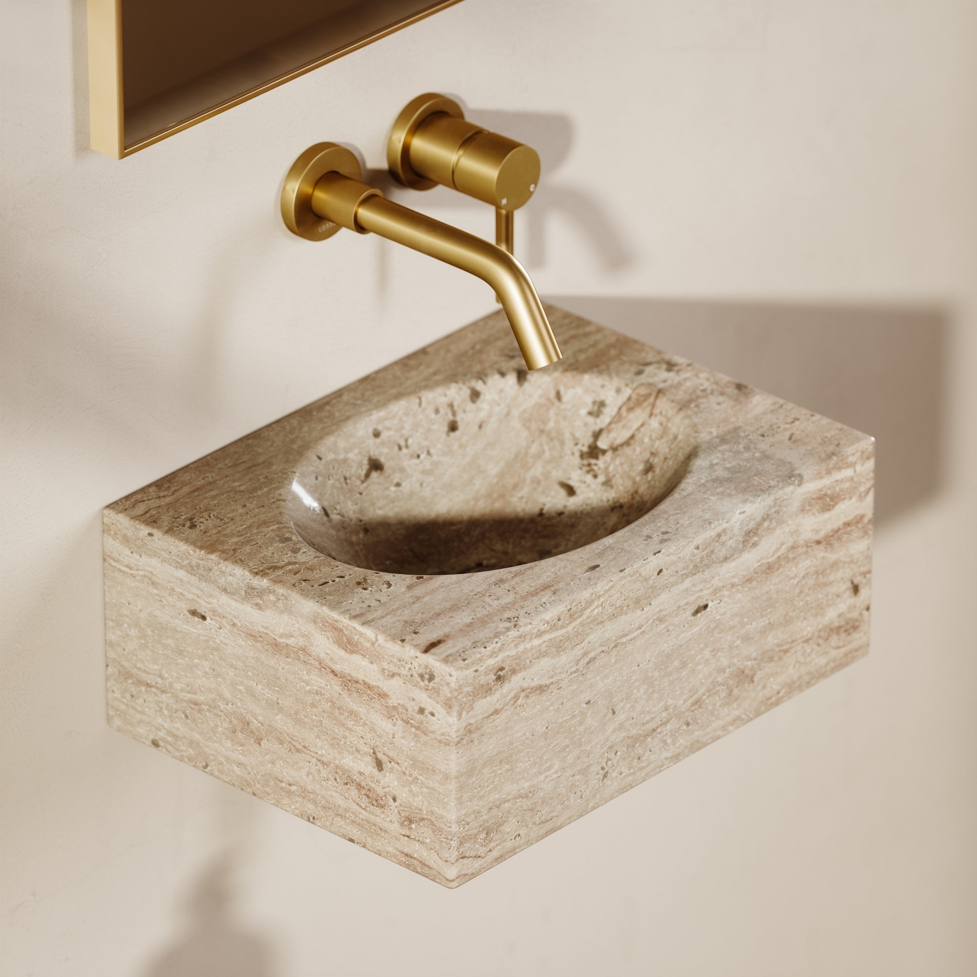 Coco Travertine Stone Wall Hung Basin 400 mm - LUSSO