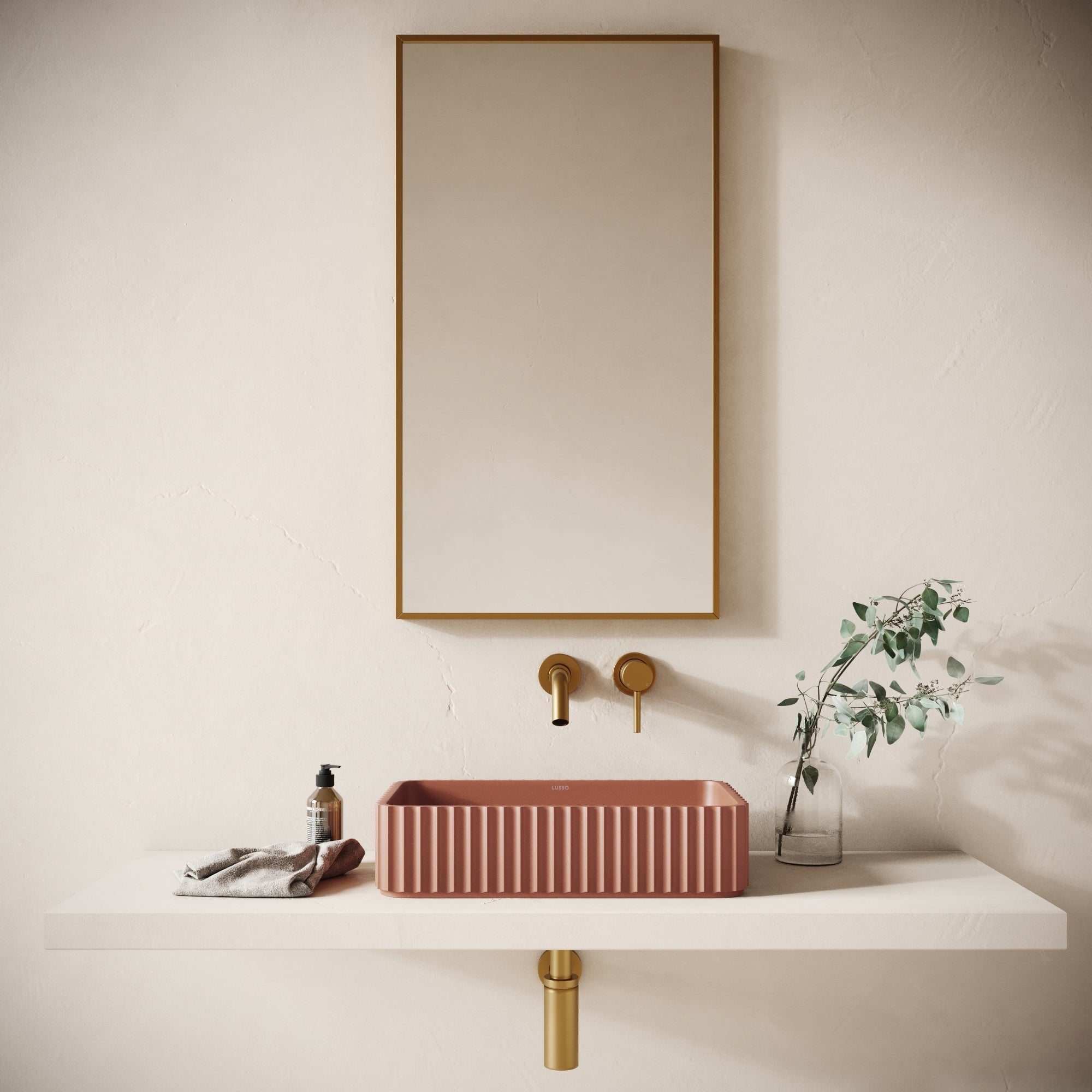 Costolato Terracotta Concrete Countertop Basin 500 mm