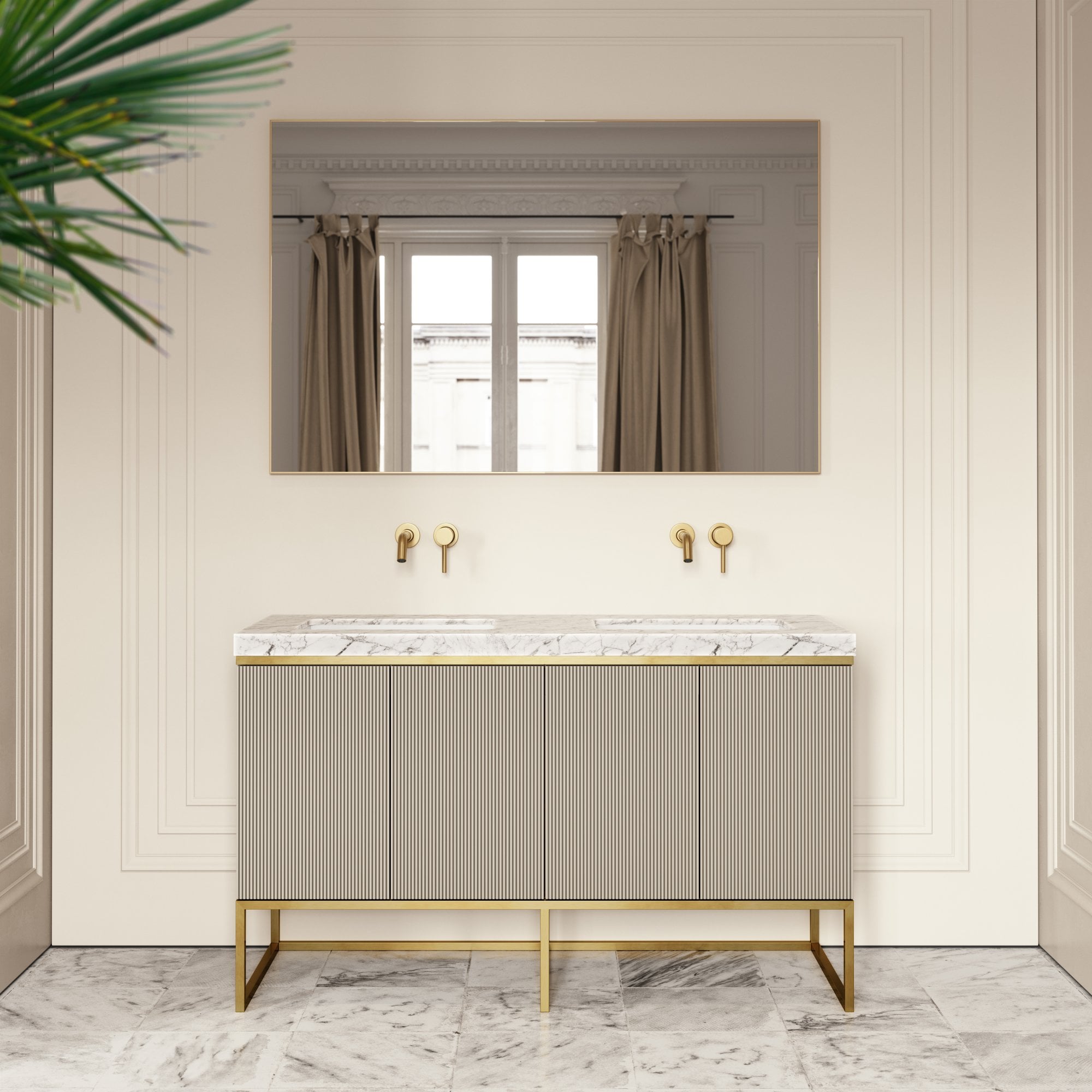 Couture Floorstanding Vanity Unit (Matte Velvet Beige 1400 mm) - LUSSO
