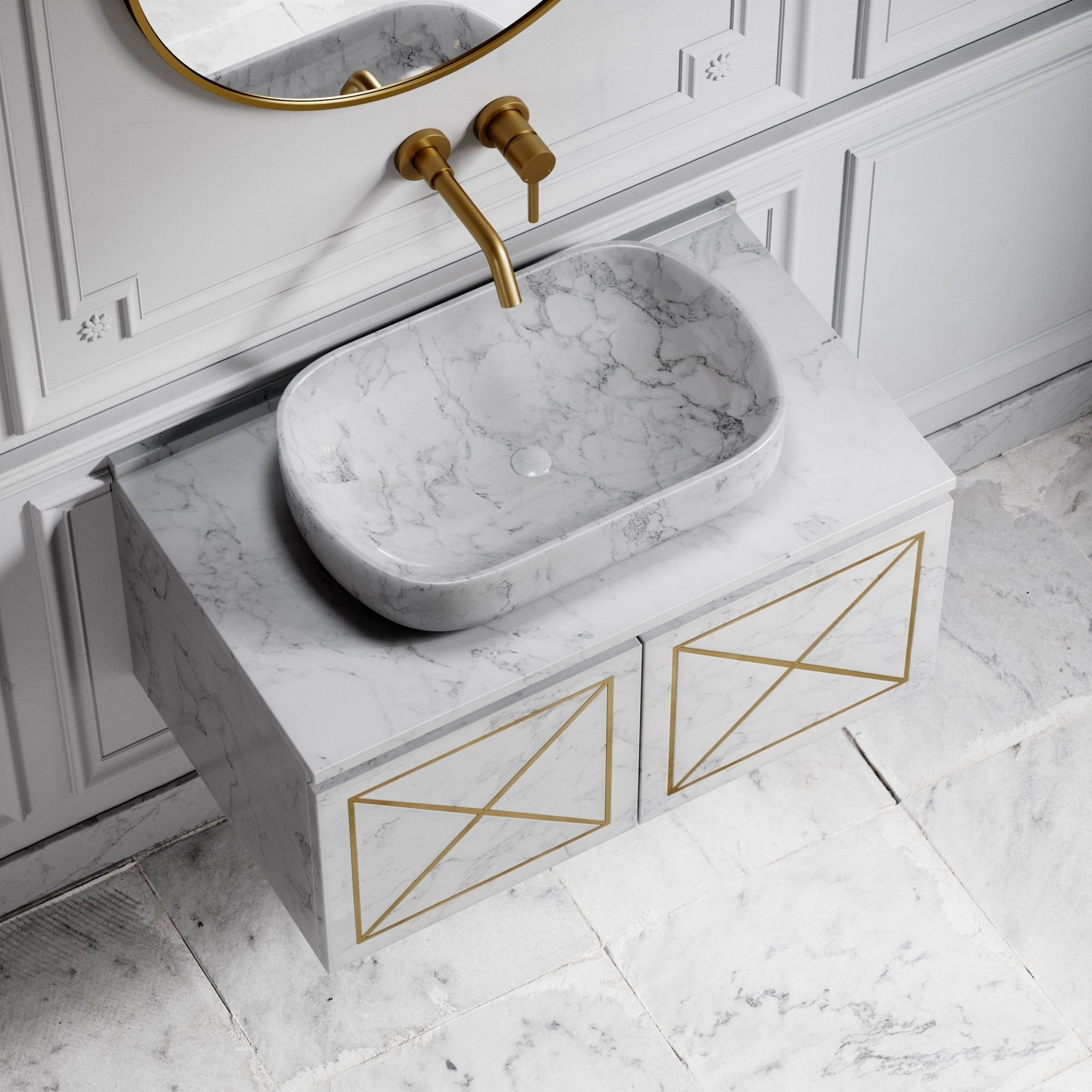 Carrara Marble Designo Countertop Basin 550 mm - LUSSO