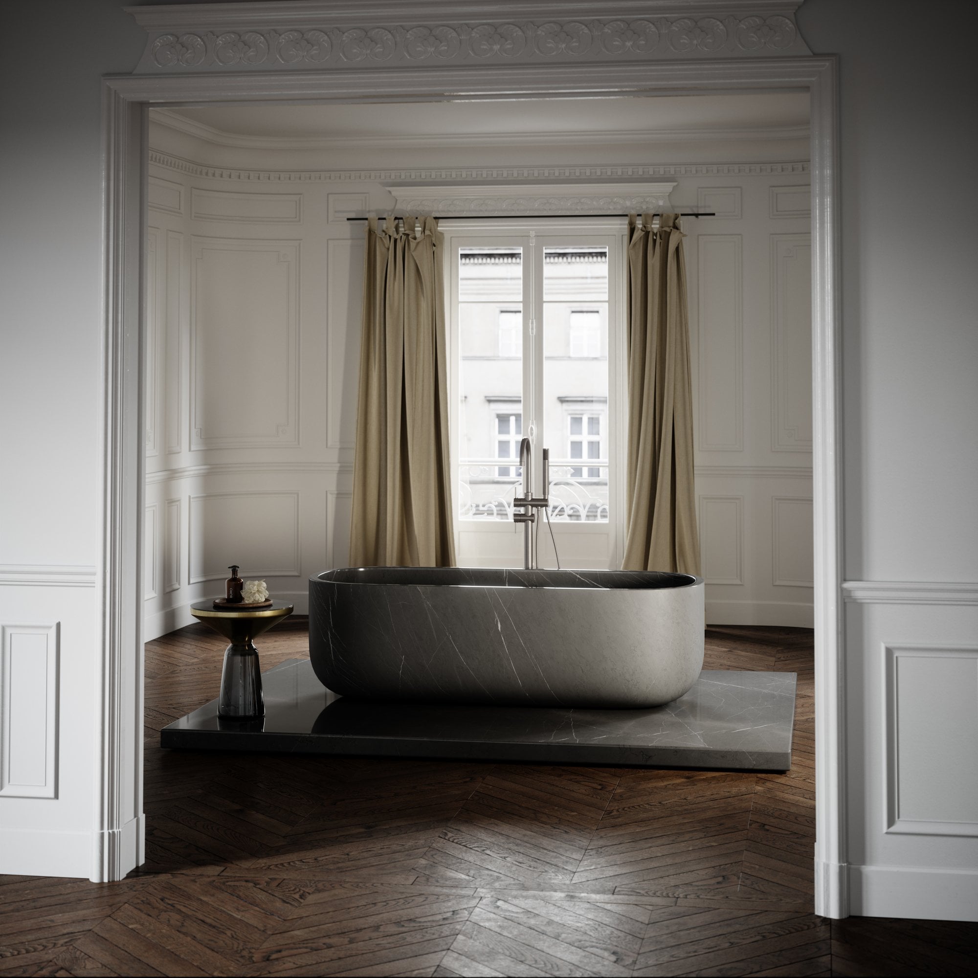 Pietra Grey Marble Designo Freestanding Stone Bath 1780 mm - LUSSO