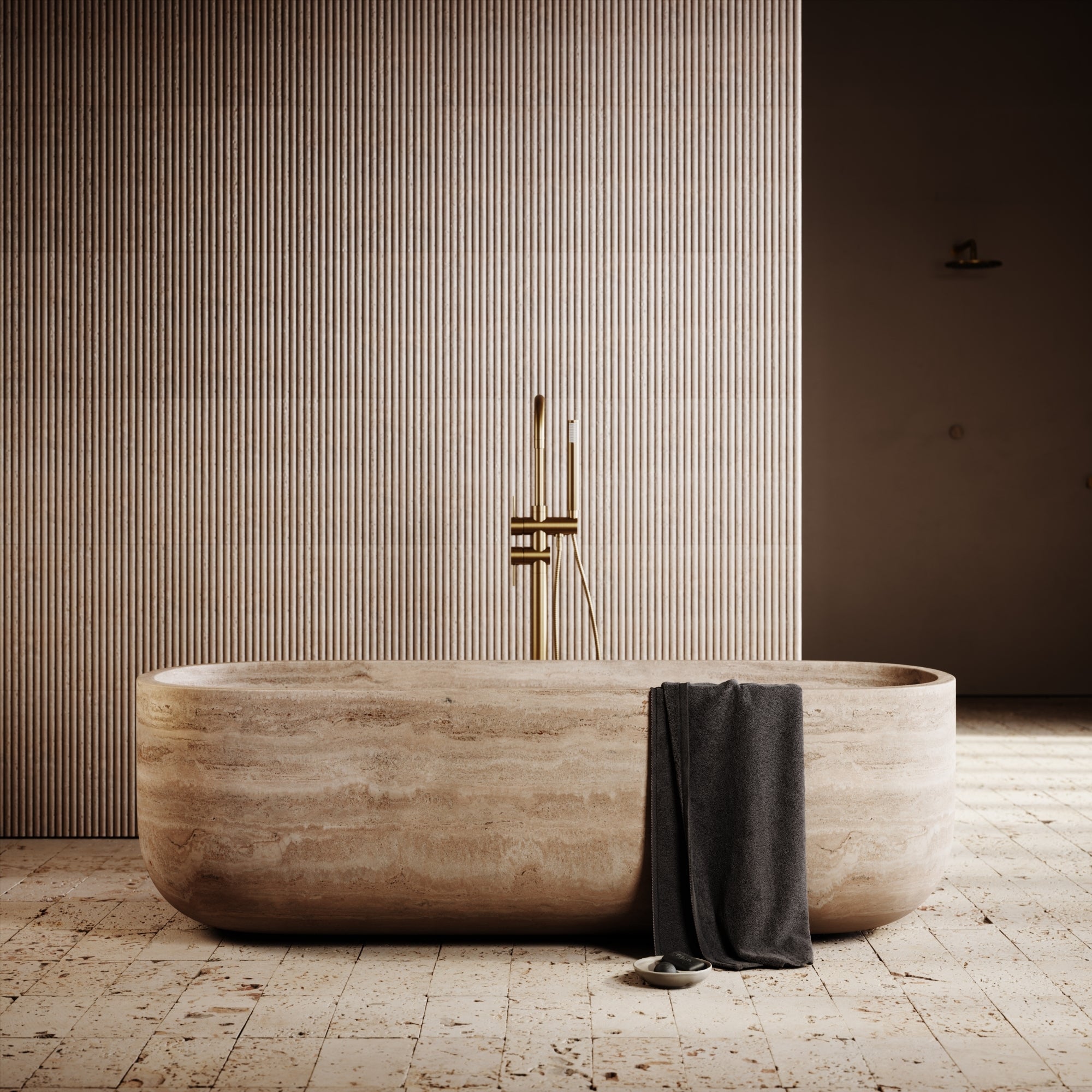 Travertine Designo Freestanding Bath 1700 mm - LUSSO