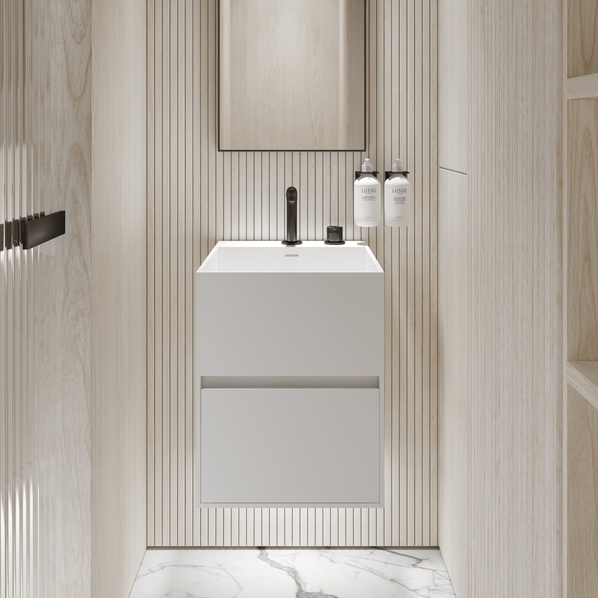 Ethos Vanity Unit with Stone Basin Matte White 400 mm LUSSO