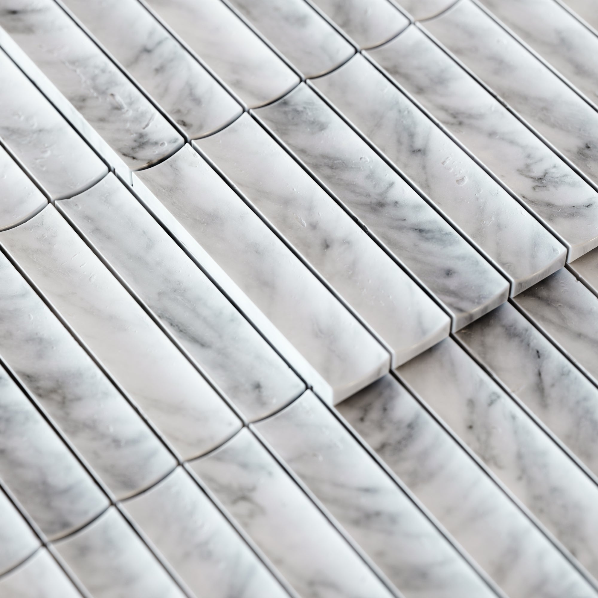 Genova Concave Carrara Marble Mosaic Wall Tile - LUSSO