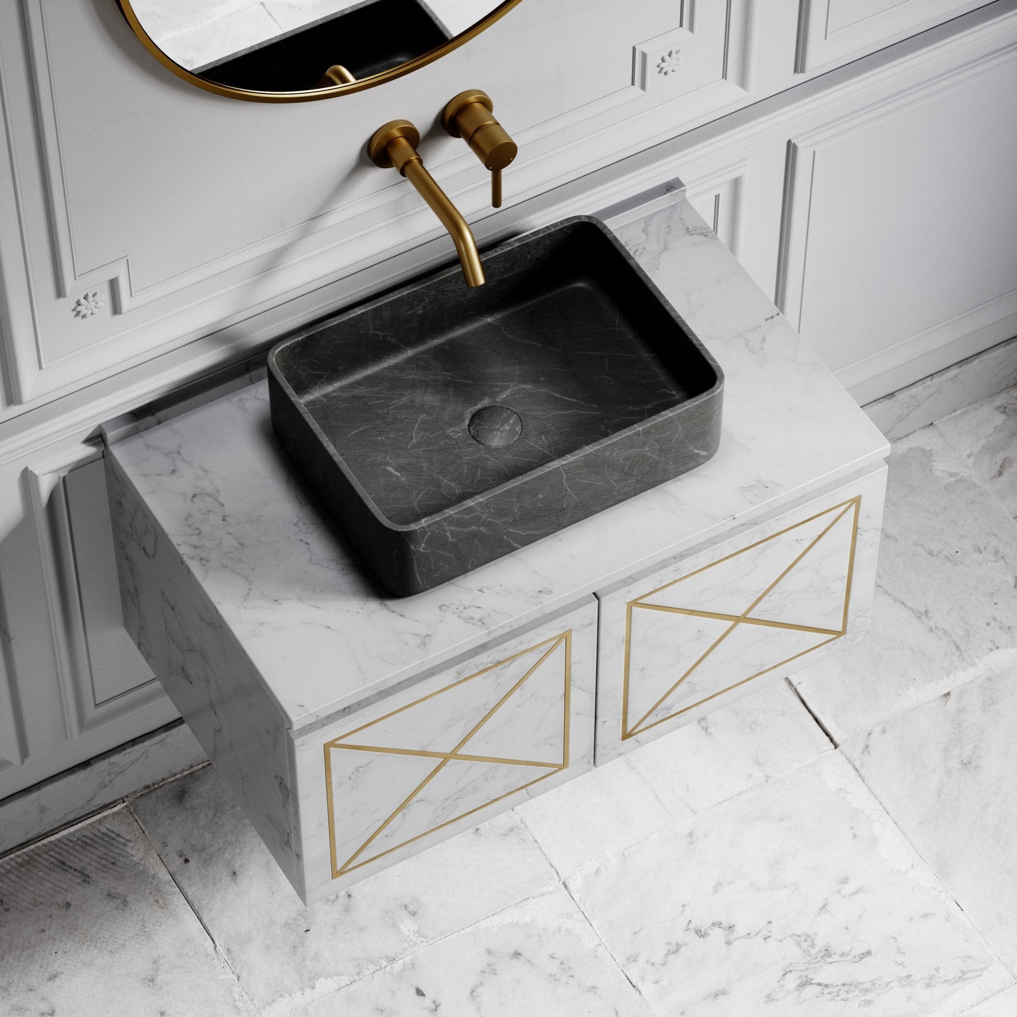 Pietra Grey Marble Kudos Countertop Basin 455 mm - LUSSO