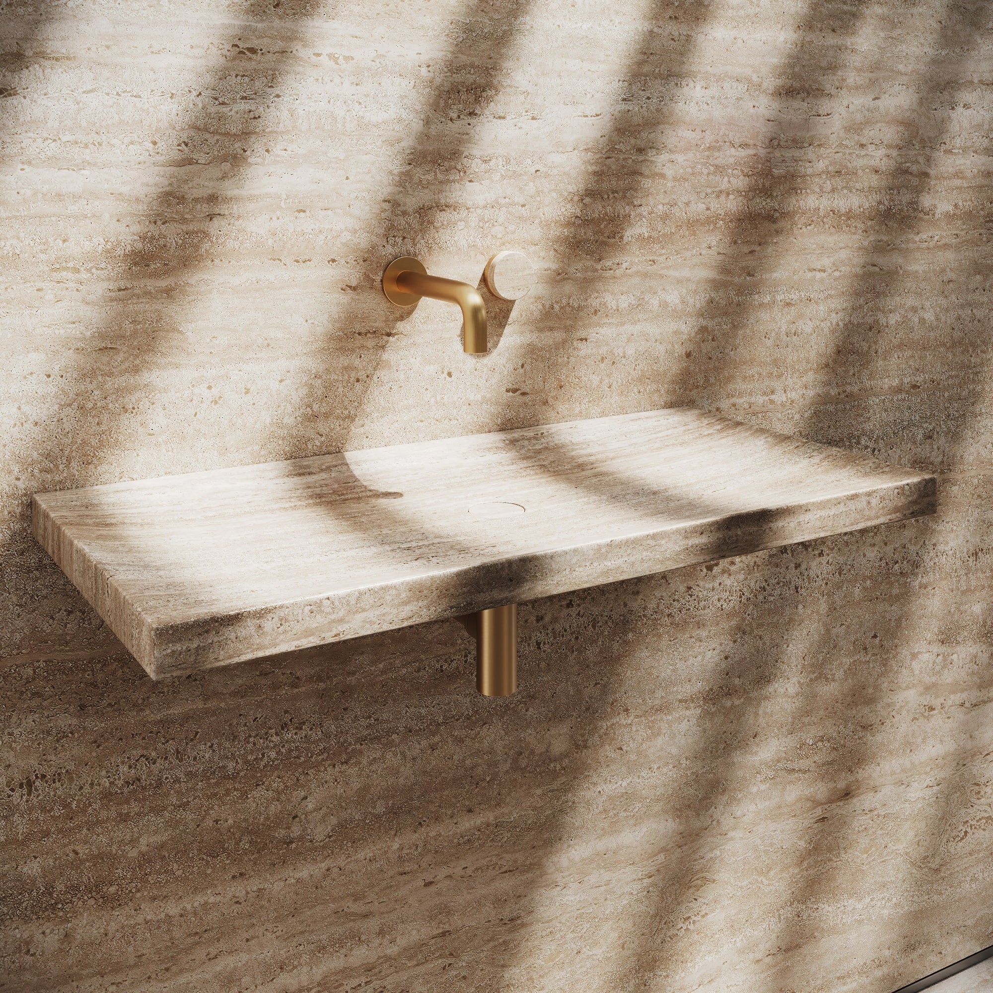 Travertine Marble Ultra Thin Wall Mounted Basin 800mm - LUSSO