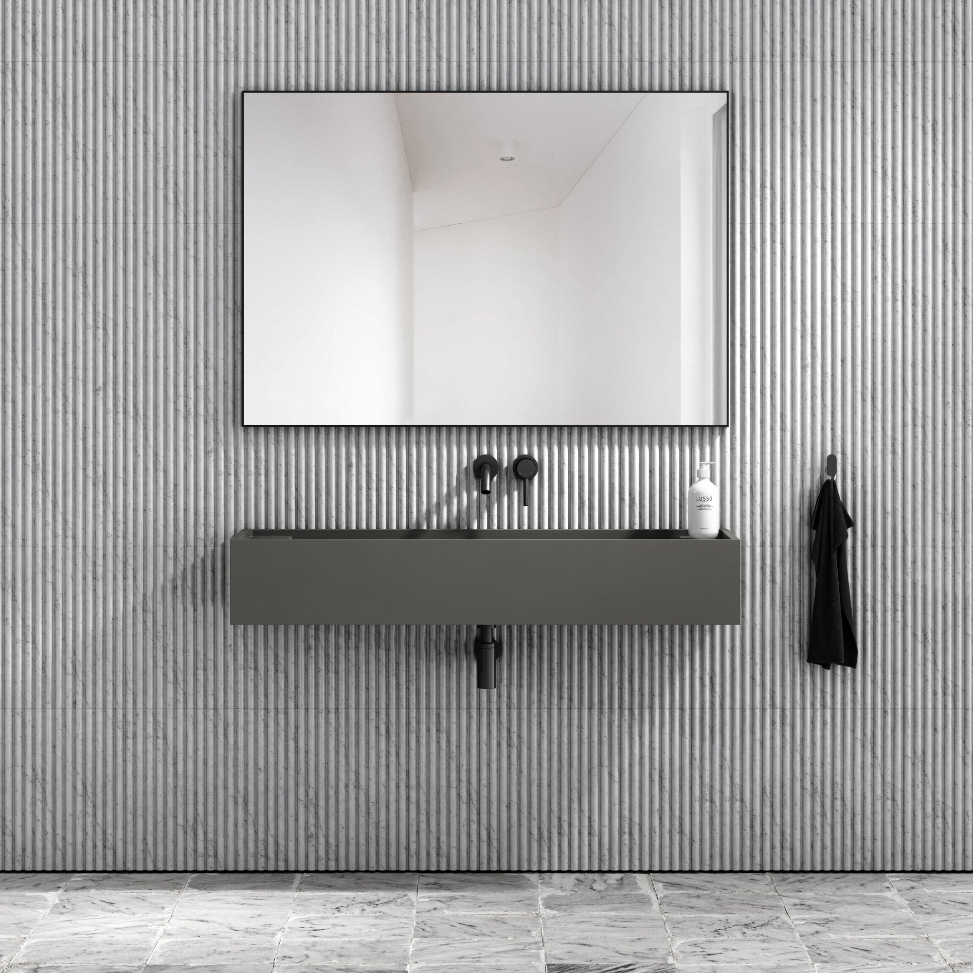 Marmo Clay Wall Hung Double Stone Basin 1200mm - LUSSO