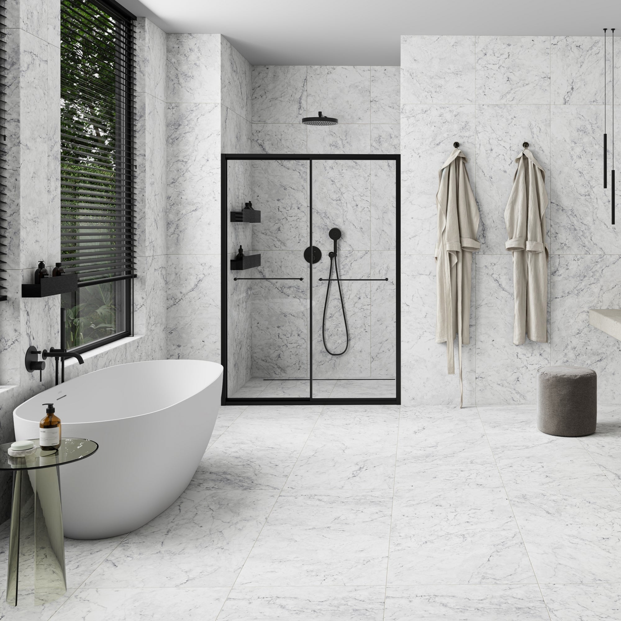 Carrara Marble Tile Bathroom