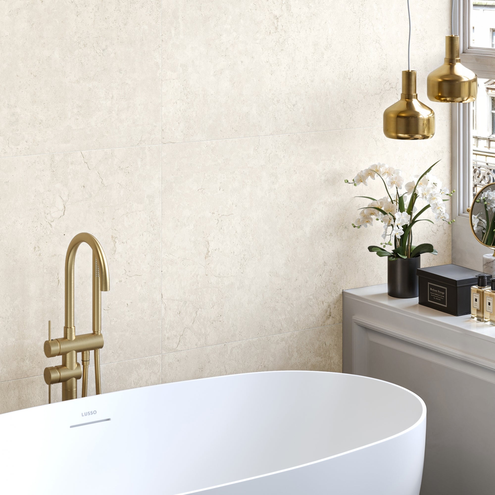 Ivory Porcelain Tile Bathroom