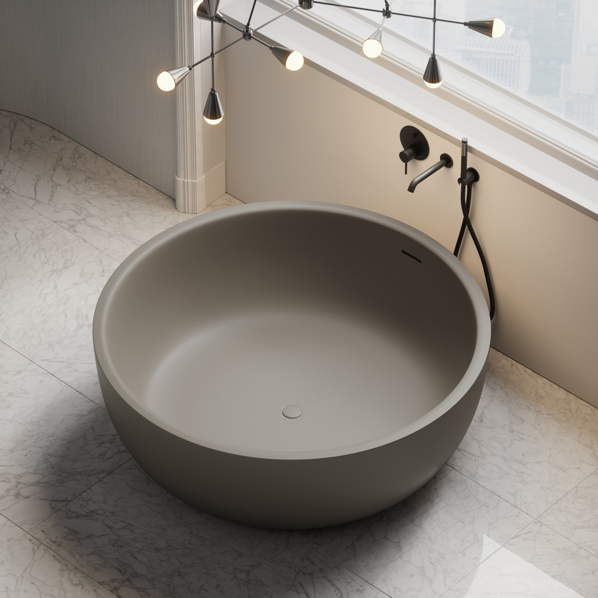 Notion Earth Freestanding Round Stone Bath 1350mm - LUSSO