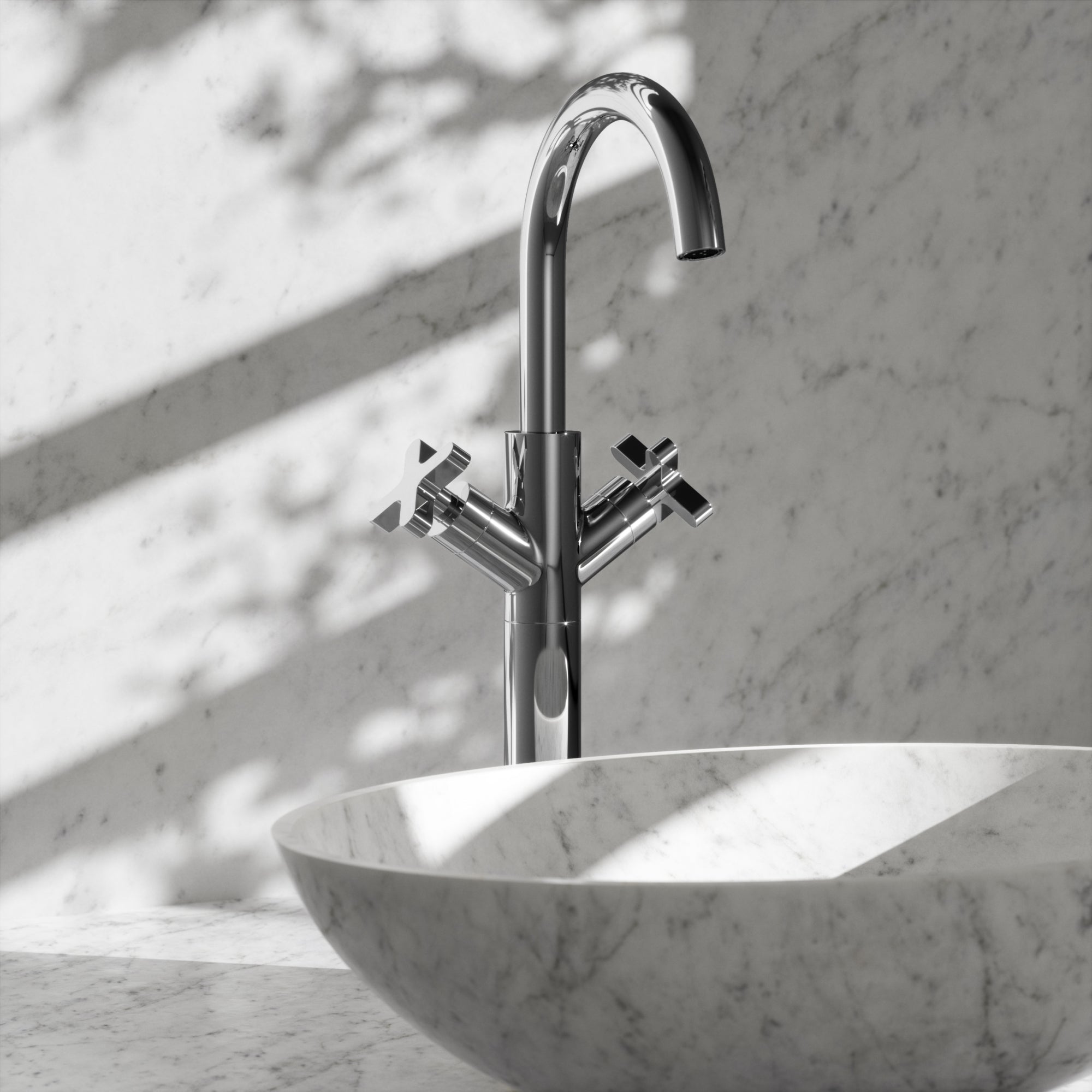 Regal Chrome Crosshead Tall Basin Mixer Tap - LUSSO