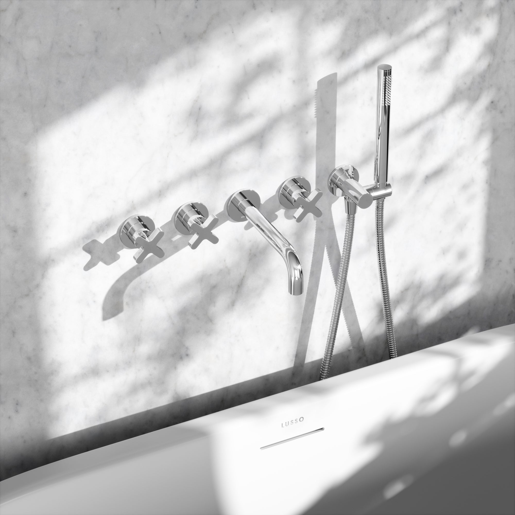 Regal Chrome Crosshead Wall Mounted Bath Shower Tap - LUSSO