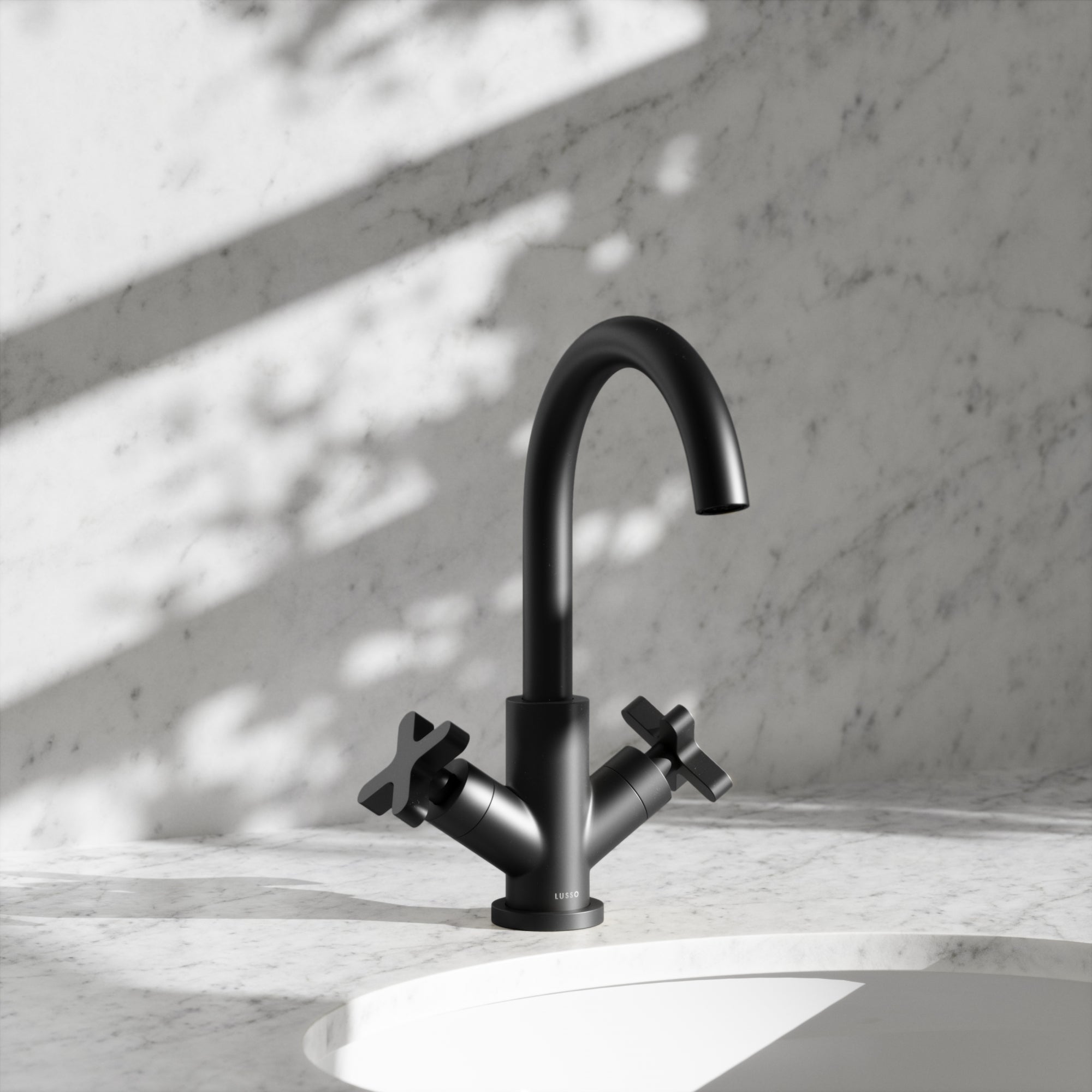 Regal Matte Black Crosshead Basin Mixer Tap - LUSSO