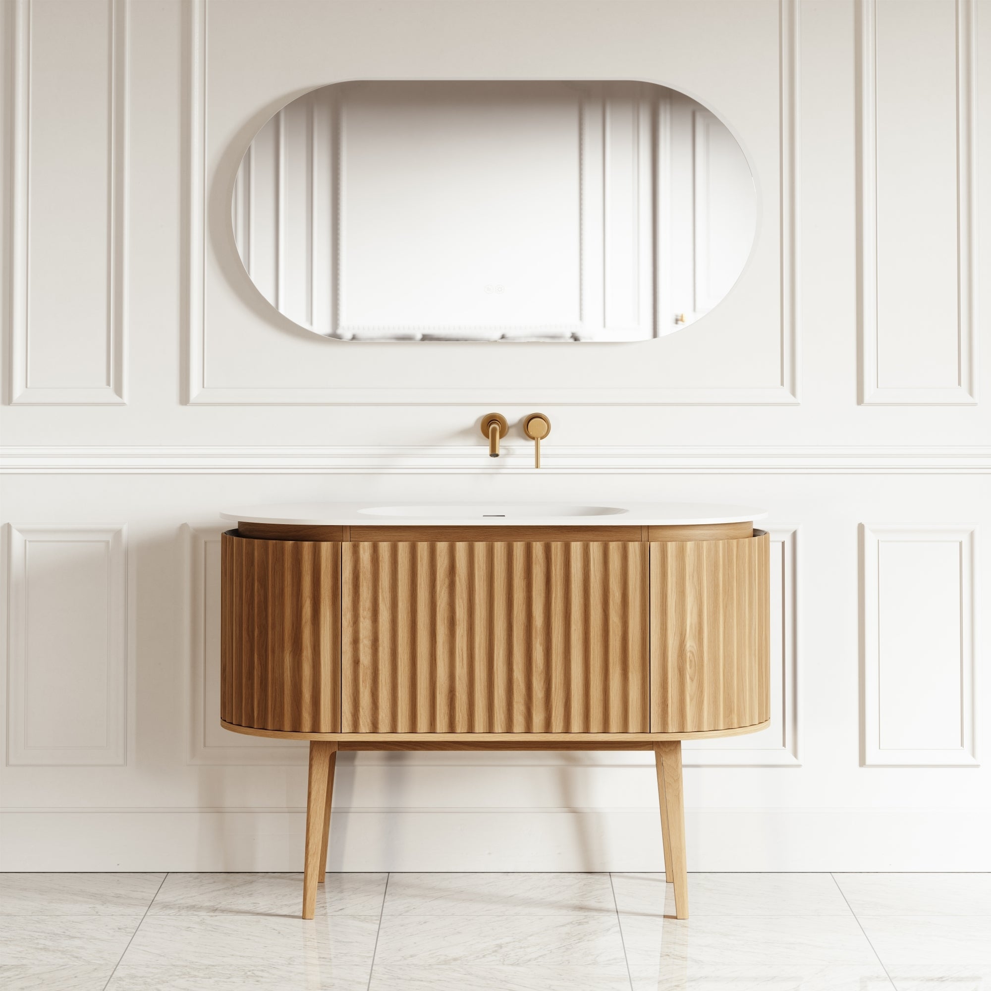 Regent Oak Curved Vanity Unit 1200mm - LUSSO
