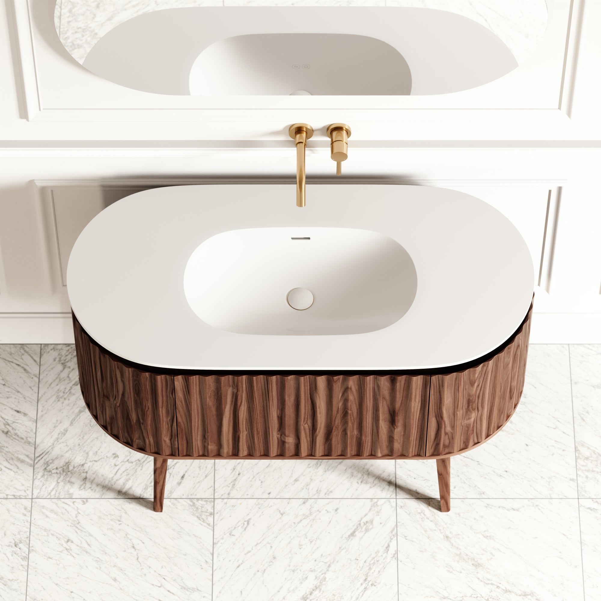 Regent Walnut Curved Vanity Unit 1200mm LUSSO